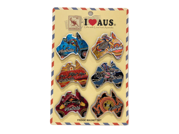 Aboriginal metal Magnet of Australia 6 Pack – Famous Rock Shop