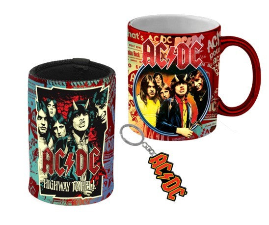 ACDC Metallic Coffee Mug Cup with Can Cooler and Keyring Gift Set ...