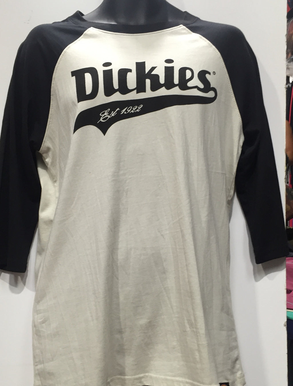 Dickies Classic Script 3/4 Sleeve Raglan Natural/Black K3130102 ...